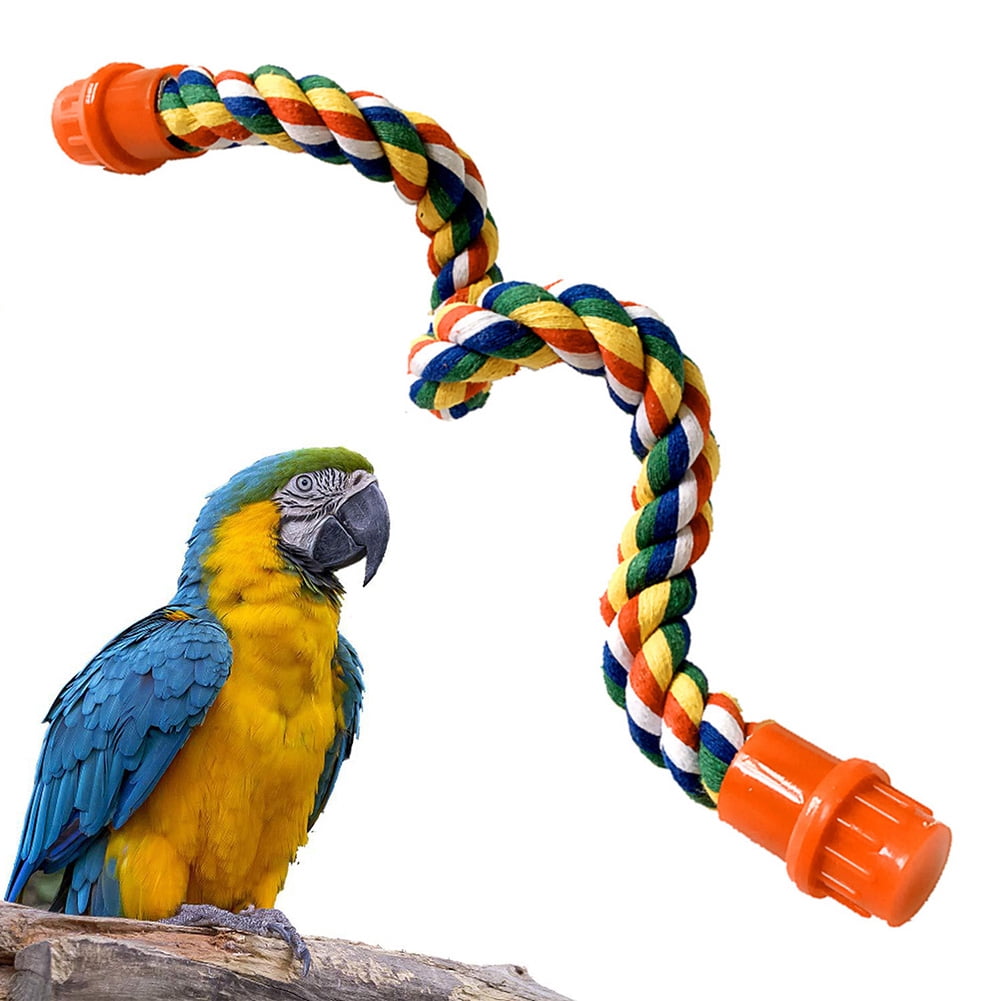 SPRING PARK 40/55/80cm Bird Spiral Cotton Rope Perches Parrots Chewing ...