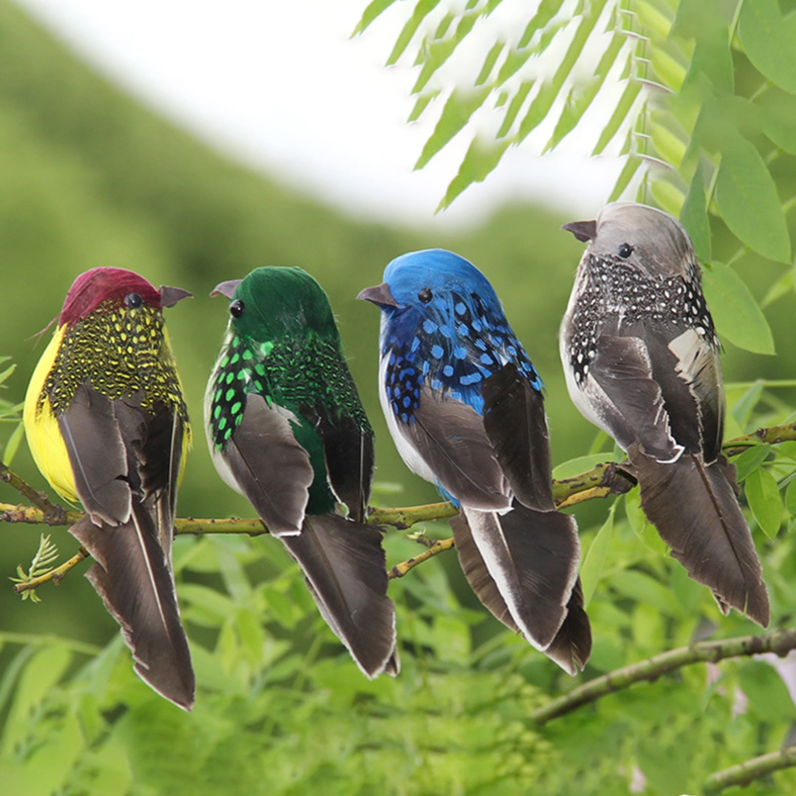 SPRING PARK Decorative Realistic Simulation Feather Birds, Foam ...