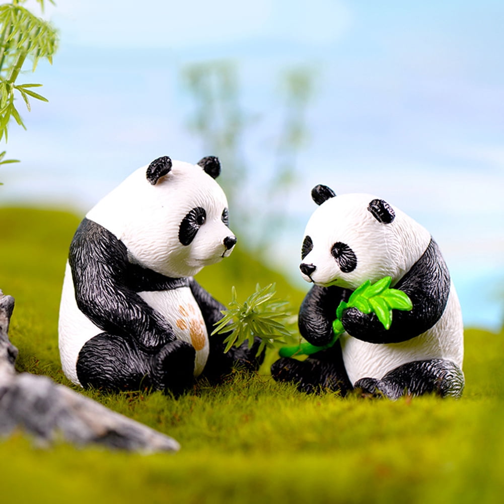 SPRING PARK 4Pcs Cute Panda Miniature Figurines Fairy Garden Landscape ...