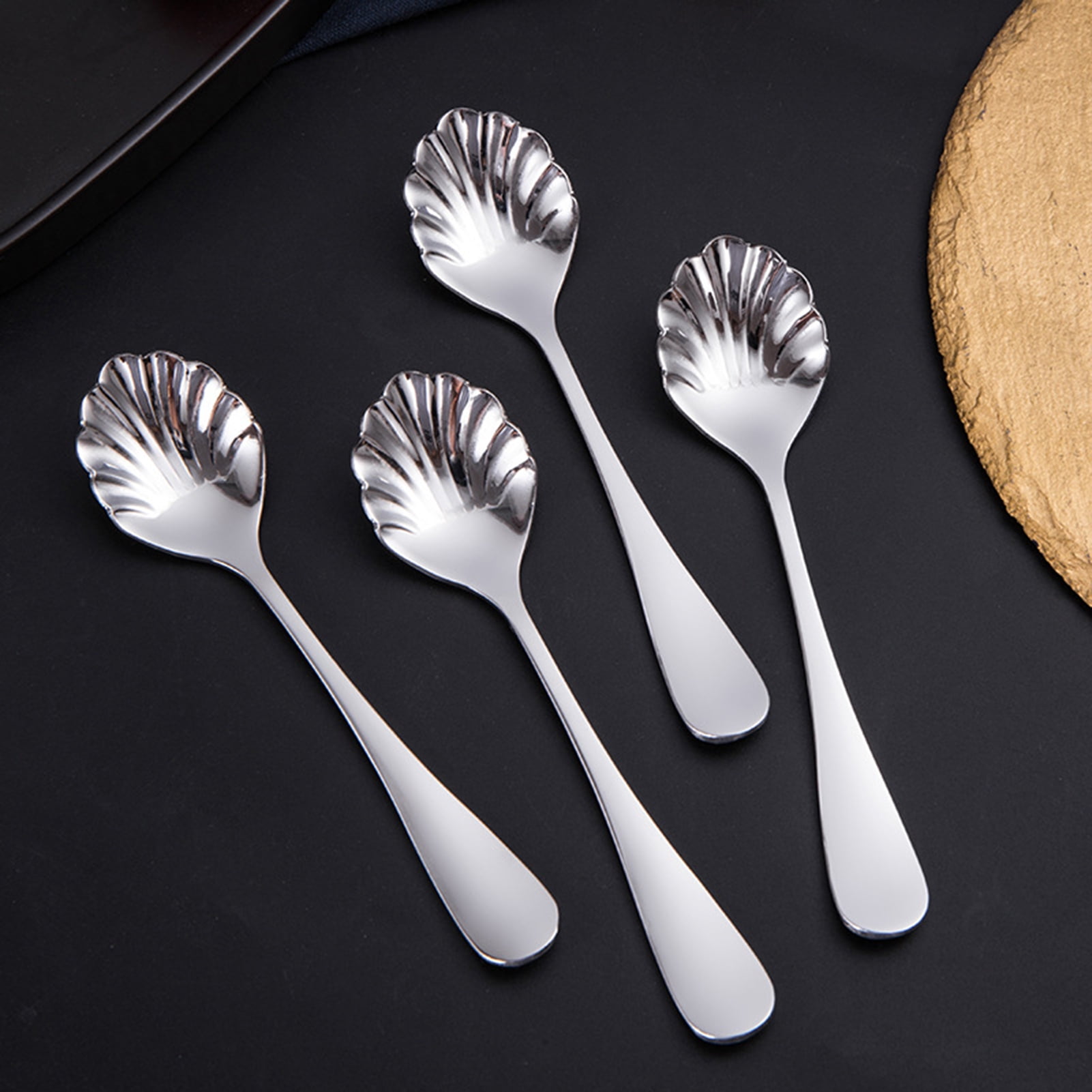 SPRING PARK 4Pcs/Set Dessert Spoon Set Coffee Tea Sugar Spoon Flatware ...