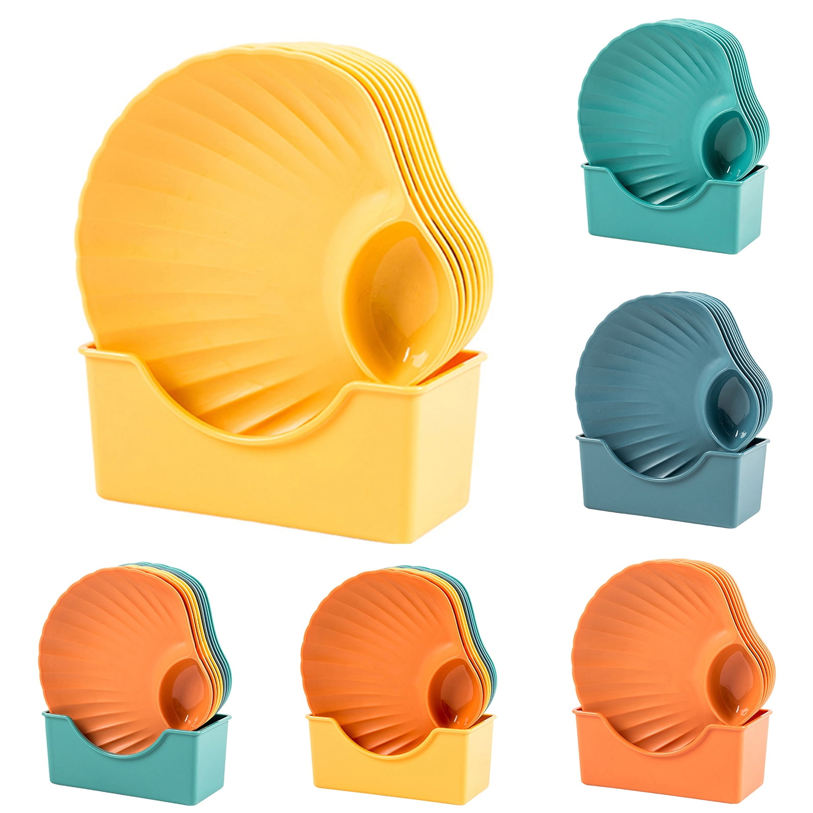 SPRING PARK 8Pcs/Set Dinner Stackable Plates, 2 Section, Dessert, Salad ...