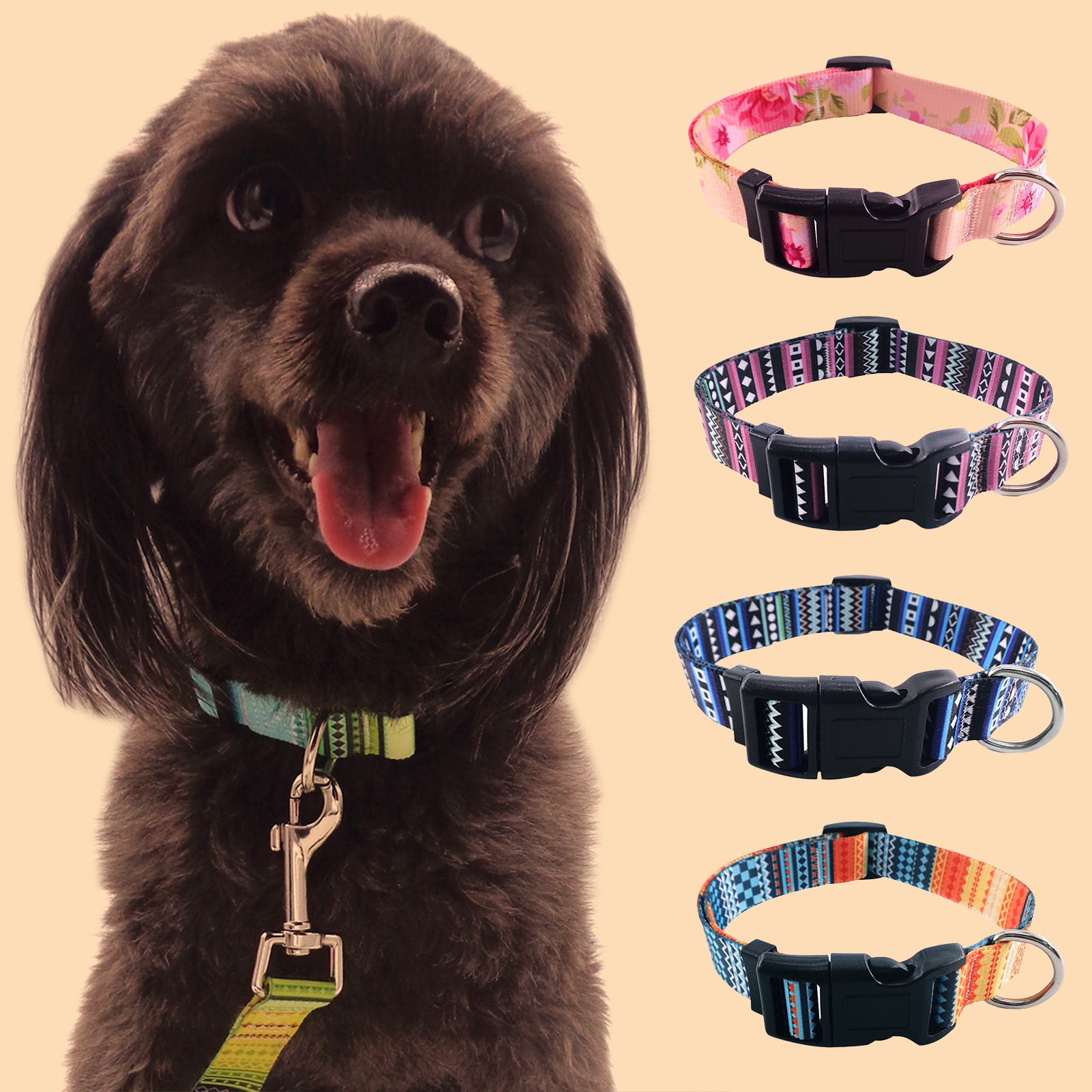 SPRING PARK Adjustable Soft Dog Collar, Comfortable Polyester Pet Doggy ...