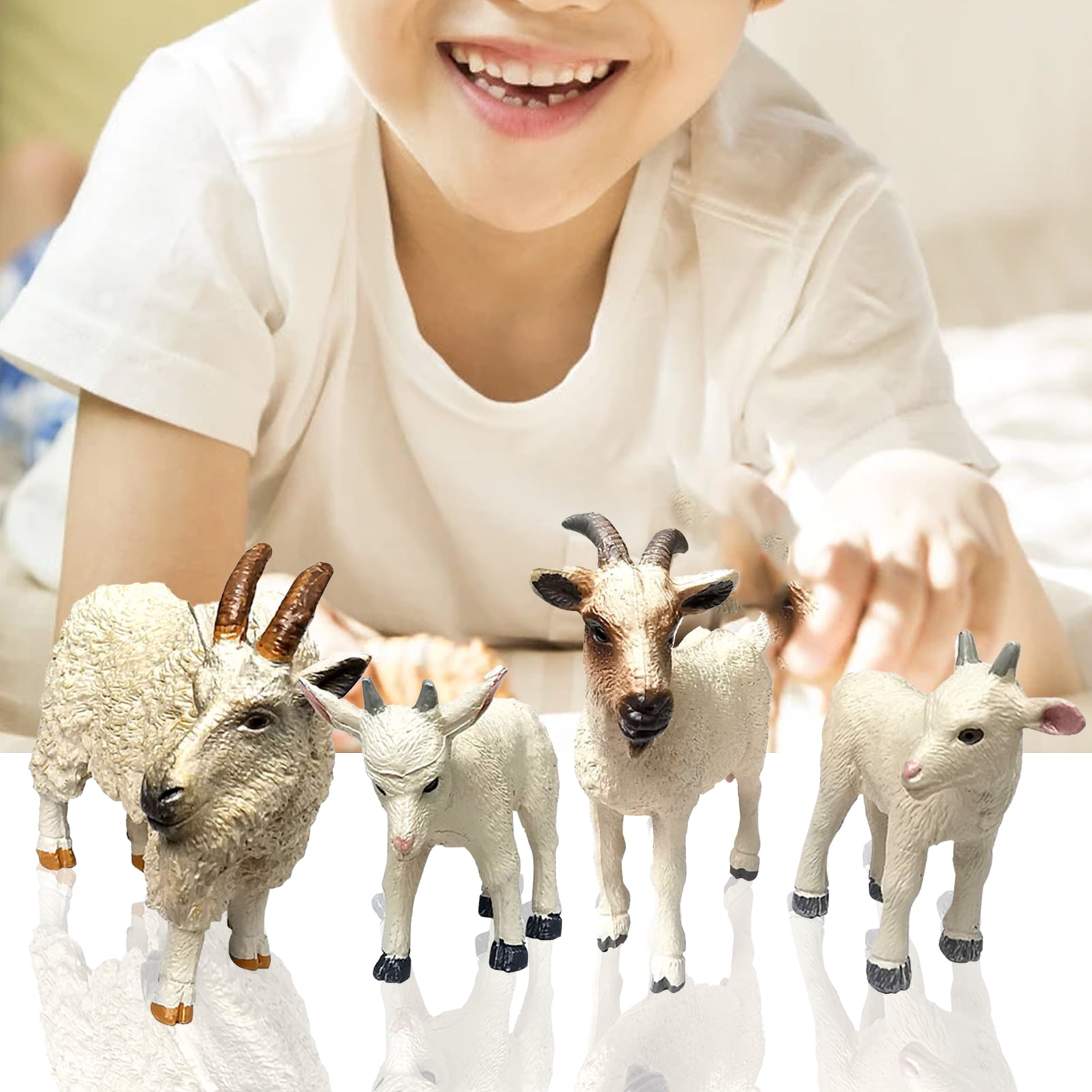SPRING PARK Animal Model Lovely Shape Collectible PVC Simulation Goat ...