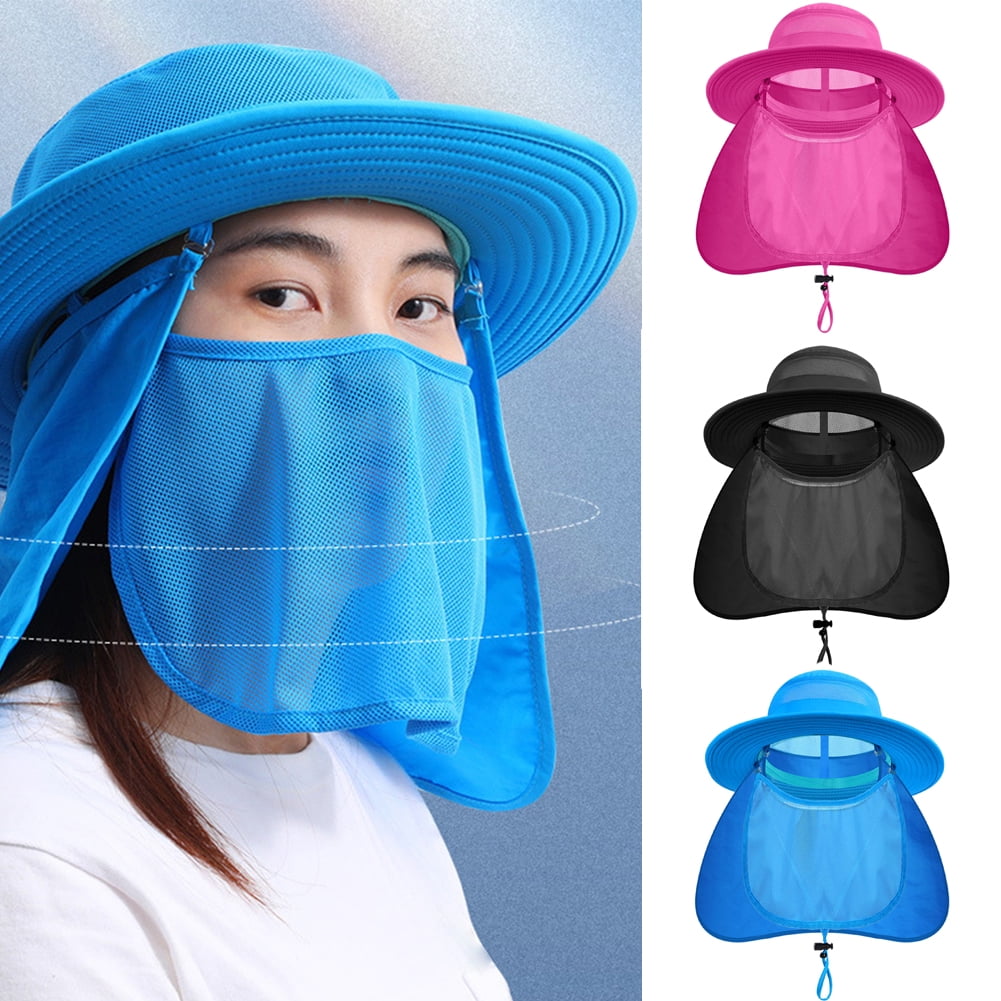 SPRING PARK Anti UV Sun Cap Wide Brim Fishing Hat with Neck Flap ...