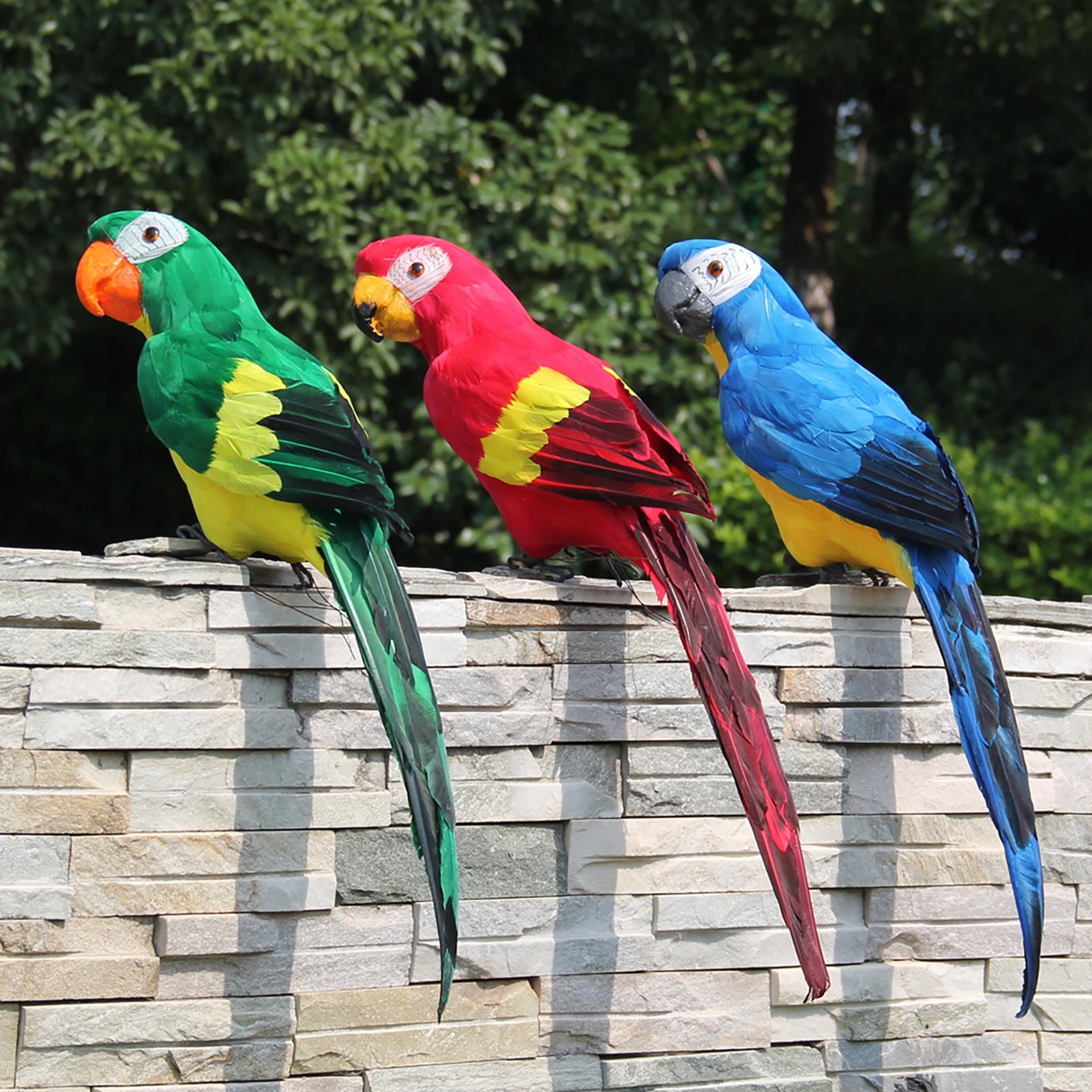 SPRING PARK Artificial Birds Feathered Birds Parrot Figure Decor Fake ...