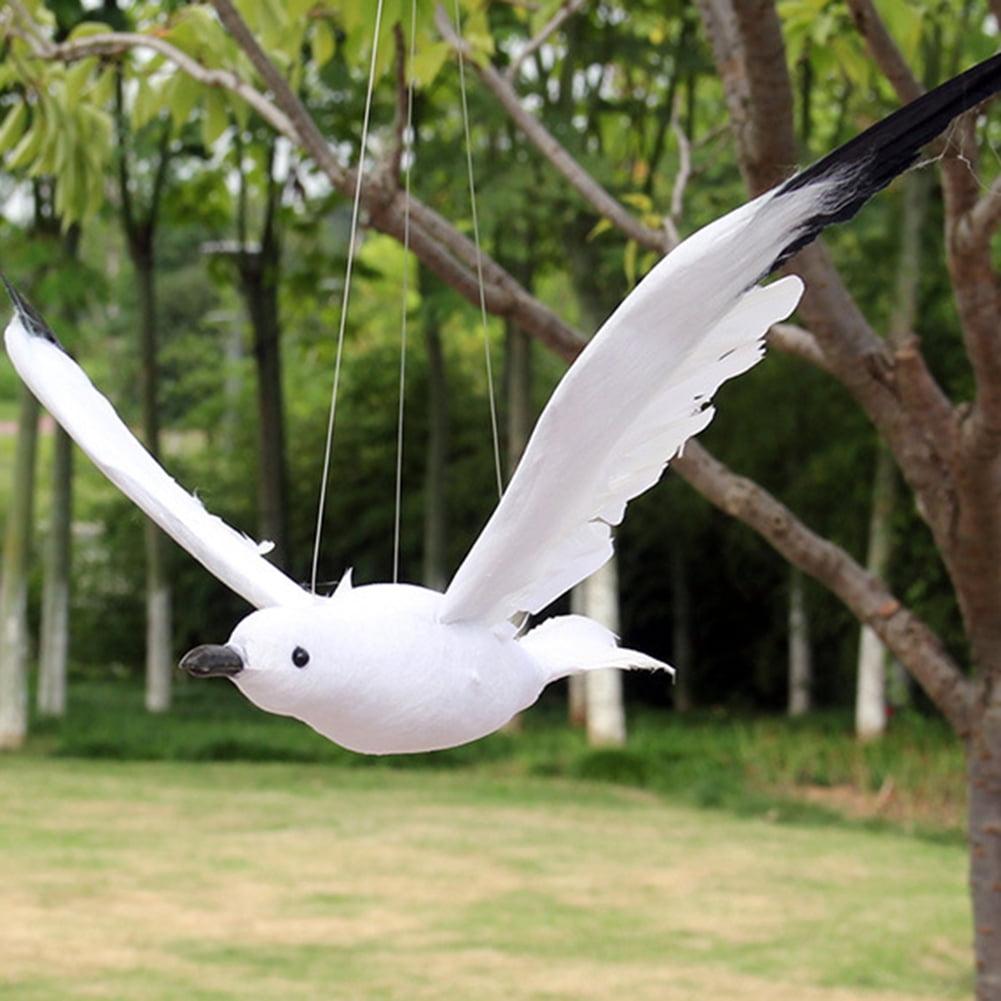 SPRING PARK Artificial Flying Seagull Feather Birds Hanging Decorations ...