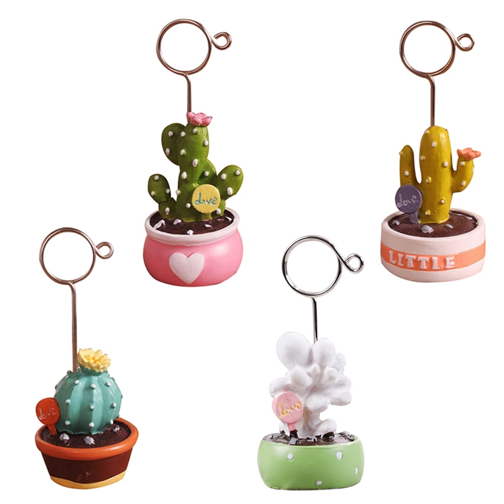 SPRING PARK Artificial Mini Cactus Bonsai Table Decor Photo Holder Memo ...