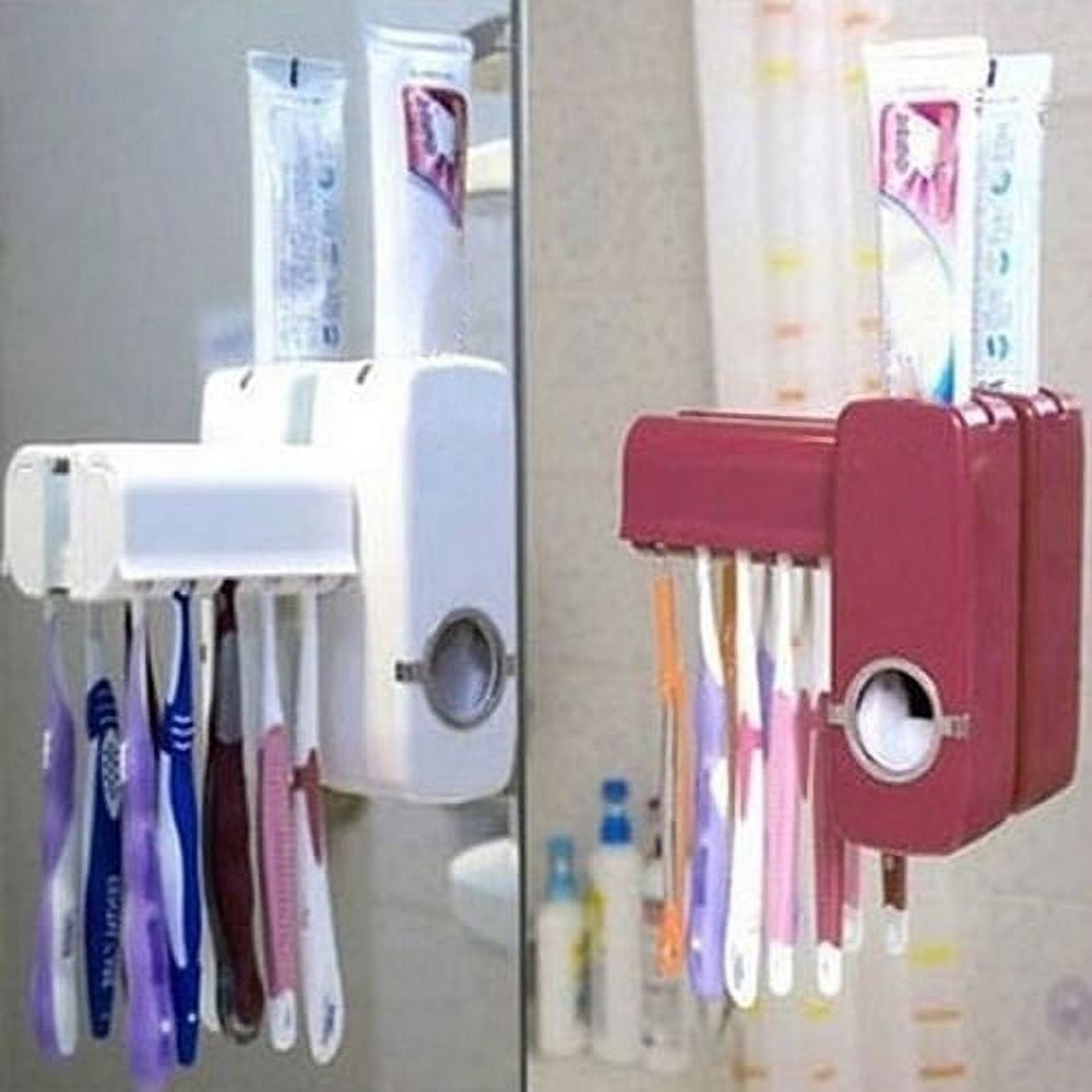 SPRING PARK Automatic Toothpaste Dispenser with Wall Mount Toothbrush ...