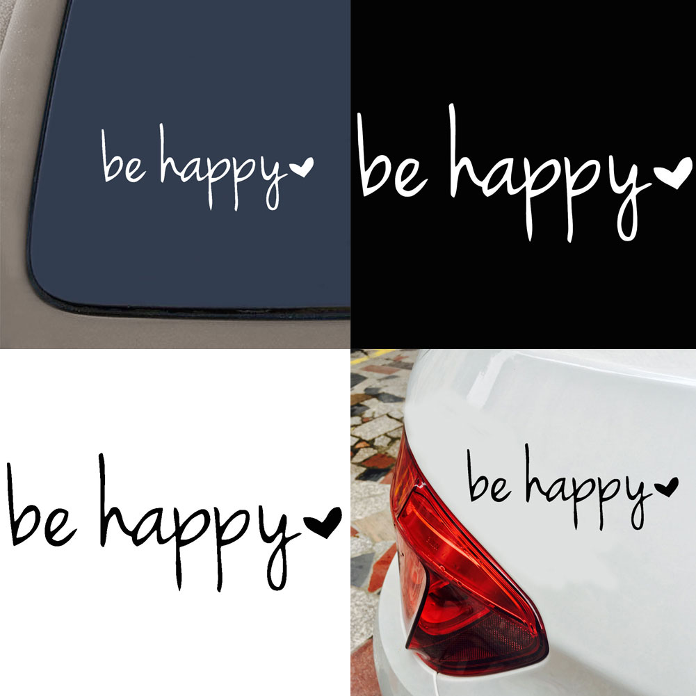 SPRING PARK Be Happy Letters Reflective Car Vehicle Body Window Decals ...