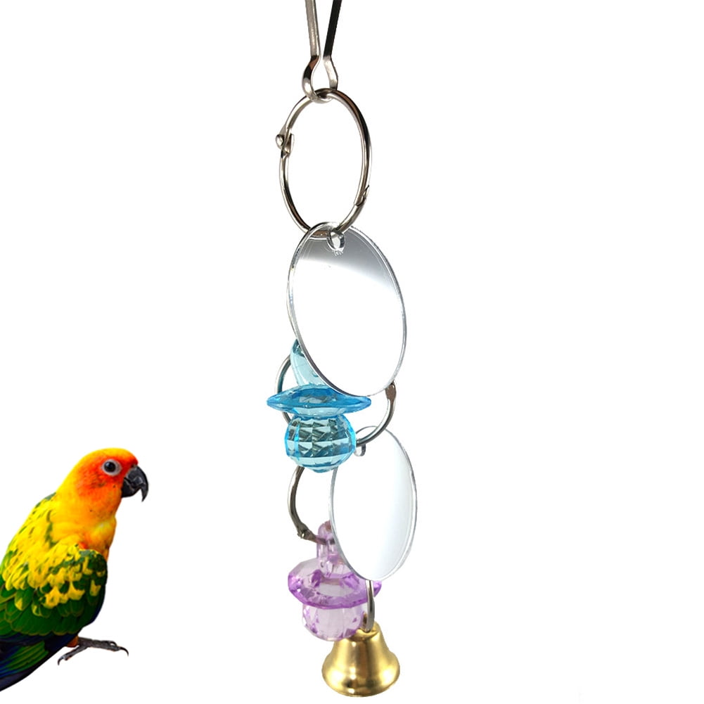 SPRING PARK Bird Mirror Toy Parrot Hanging Anti-Shatter Mirror Fun Play ...