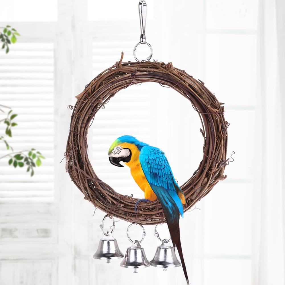 SPRING PARK Bird Parrot Cage Hanging Swing Chew Perches Toy Cockatiel ...