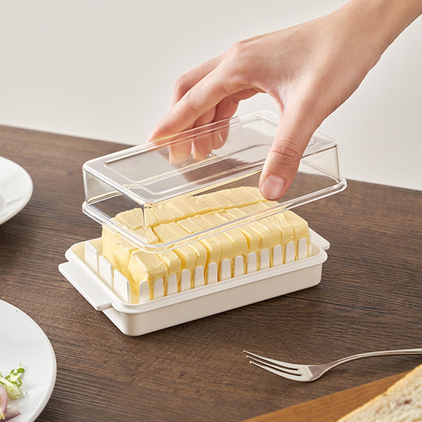 SPRING PARK Butter Box, Rectangle Plastic Butter Keeper with Lid, Space ...