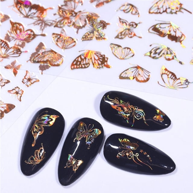SPRING PARK Butterfly Nail Art Stickers Self Adhesive Nail Decals ...