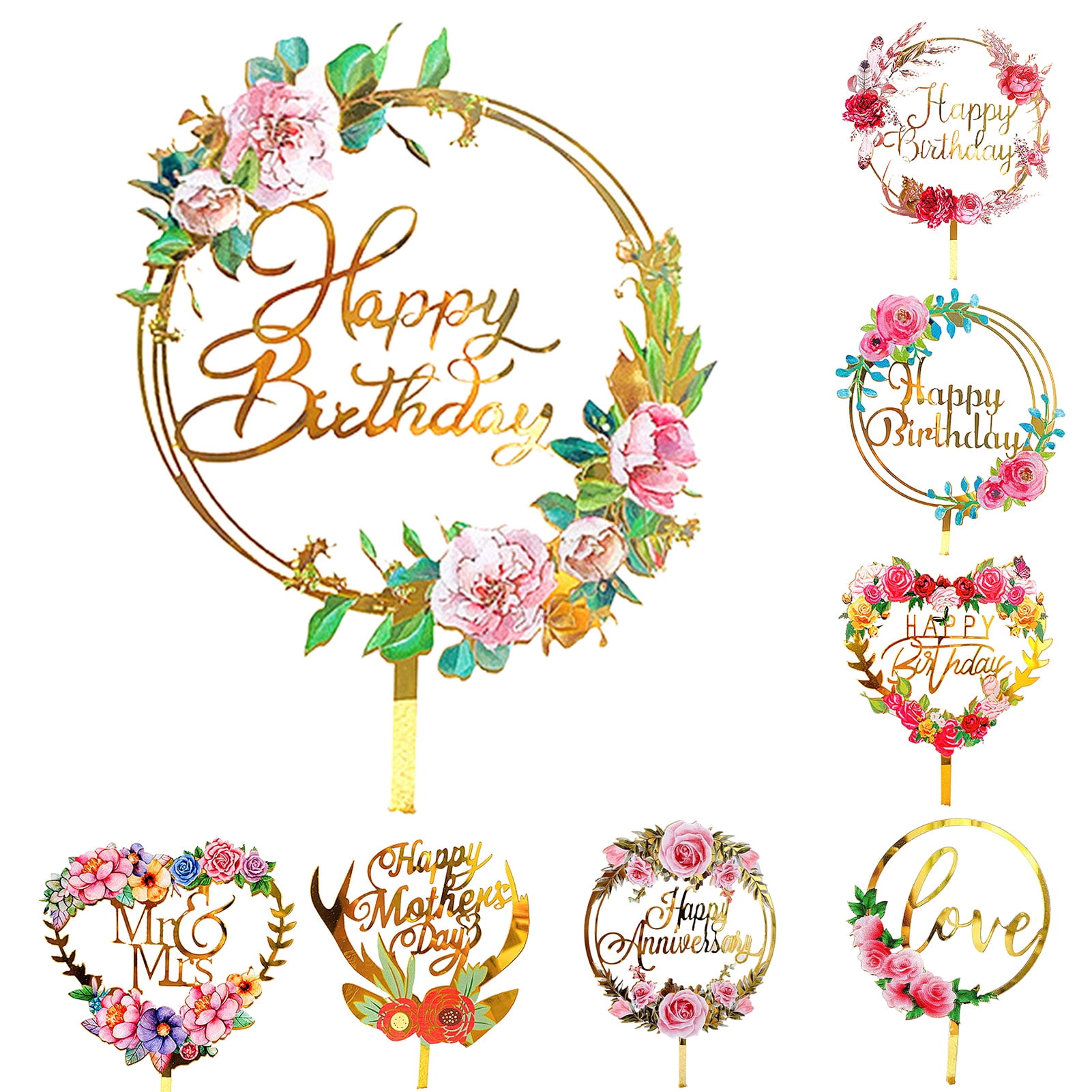 SPRING PARK Cake Topper Birthday Party Happy Decoration Acrylic DIY ...