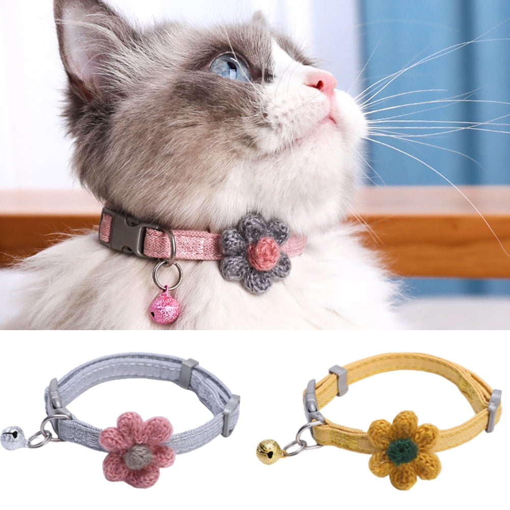 SPRING PARK Cat Collar Breakaway with Bell, Six Petals Flower Kitten ...