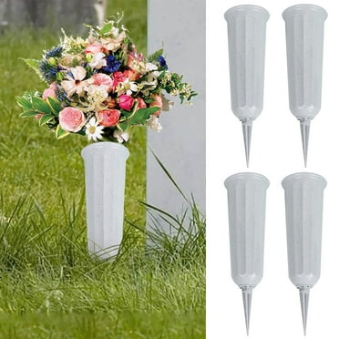 Gravestone Decor Solar Cemetery Grave Vase with LED for Fresh ...