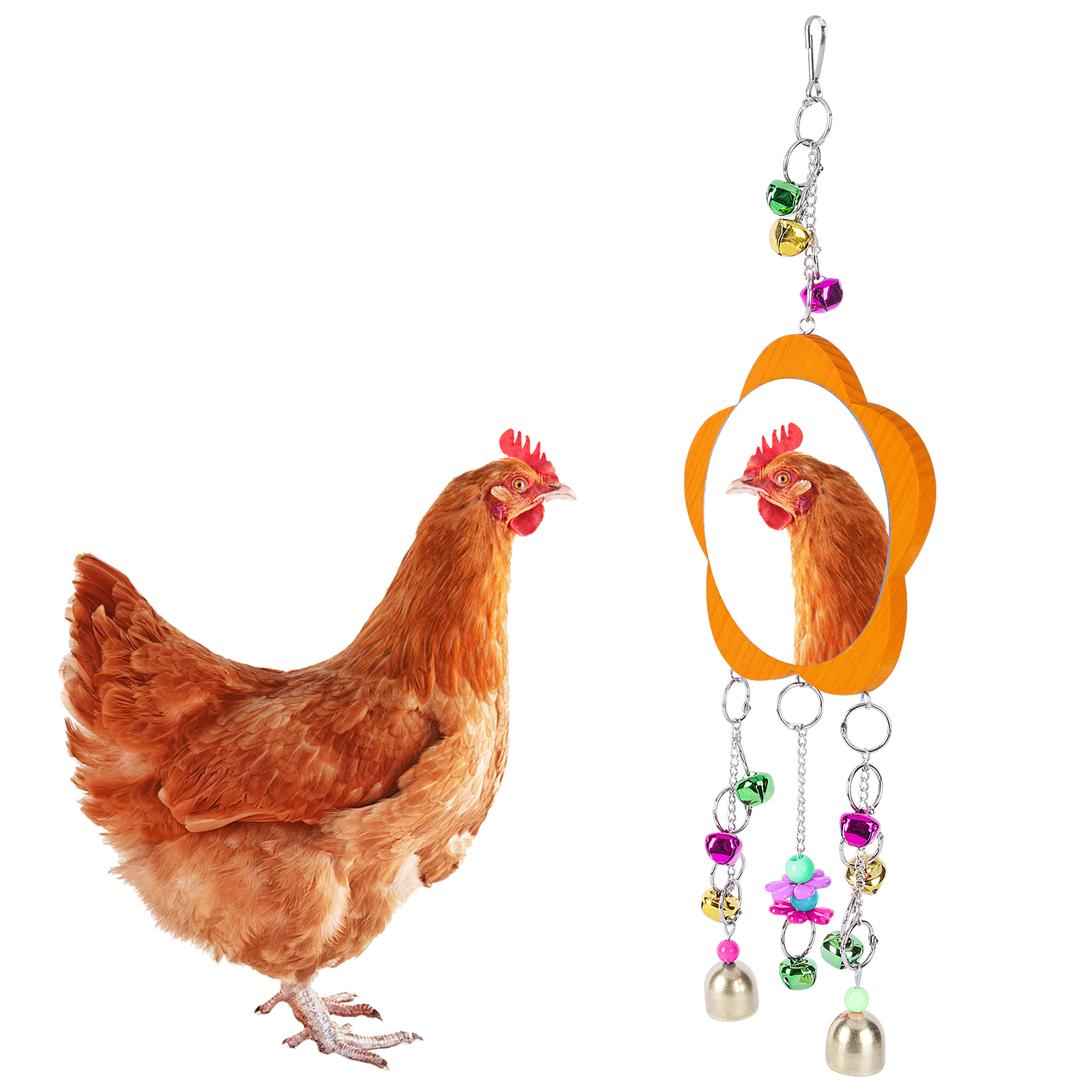 SPRING PARK Chicken Toys Mirror Bells for Chicken Coop Accessories ...