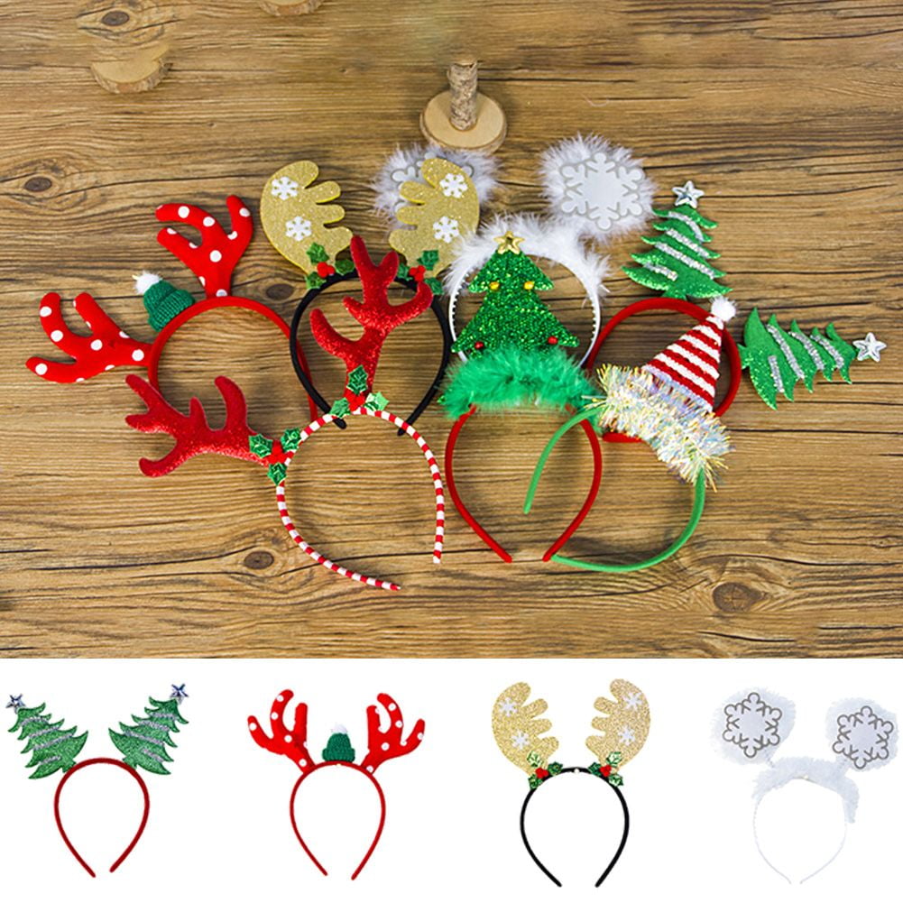 SPRING PARK Christmas Headband Reindeer Antlers Xmas Tree Bells Santa ...
