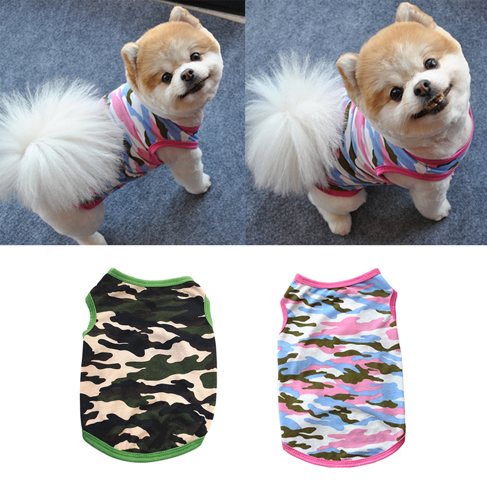 SPRING PARK Cotton Pet Dog Shirts Vest Camouflage Design Dog T-Shirt ...