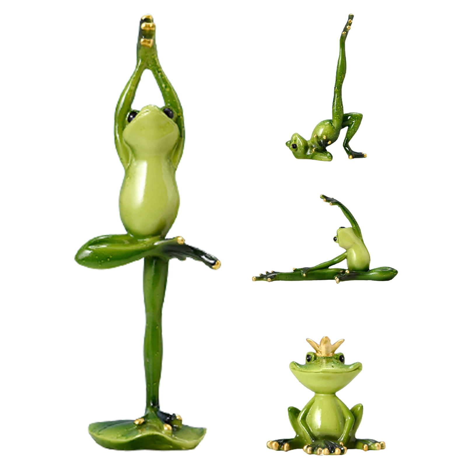 SPRING PARK Creative Resin Yoga Frogs Figurine Decor, Yoga Pose Frog ...
