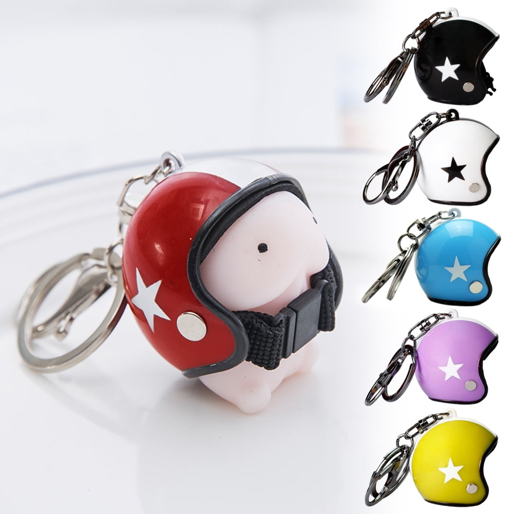 SPRING PARK Cute Keyring Motorcycle Helmet Key Holder Ring Keychain ...