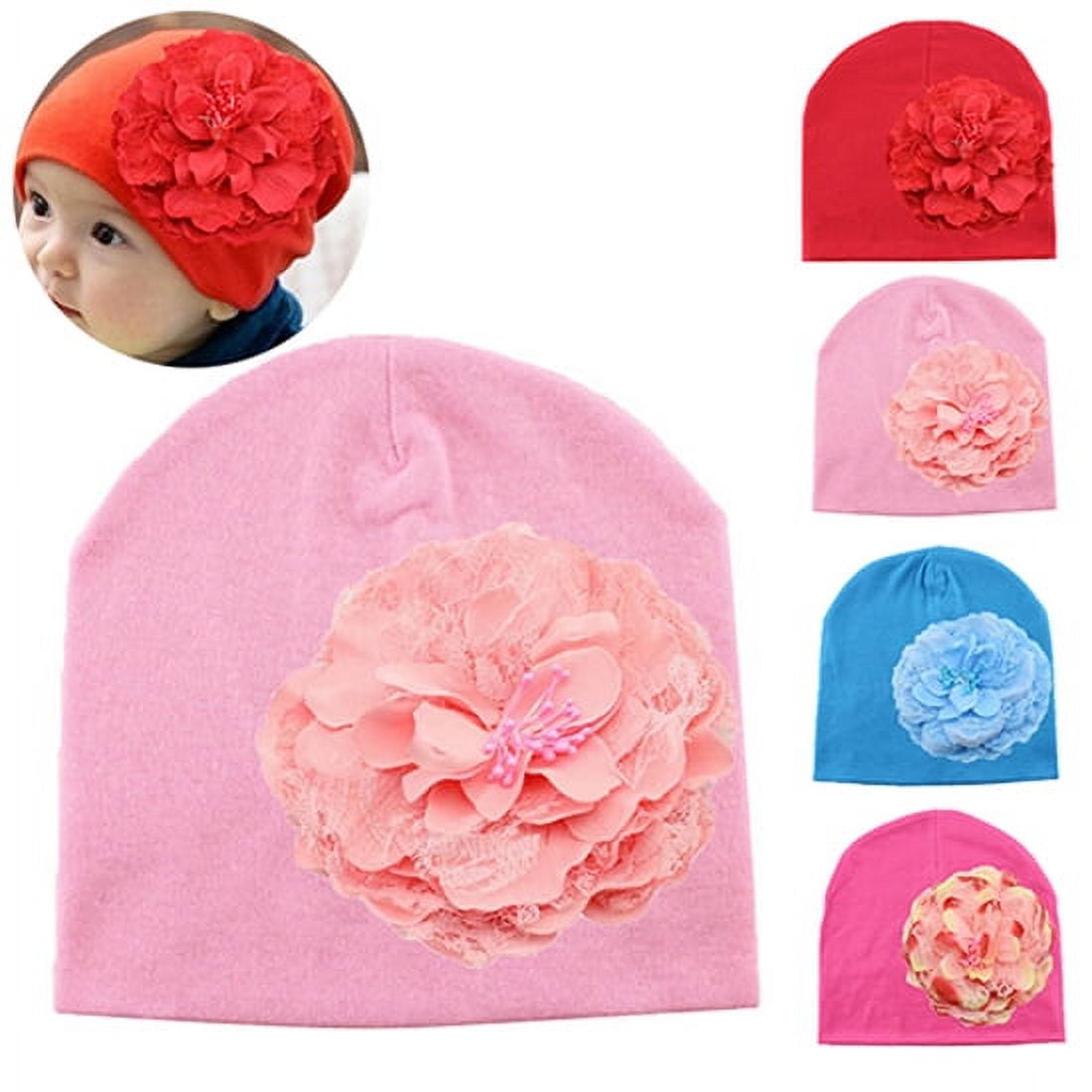 SPRING PARK Cute Newborn Baby Girl Peony Flower Weave Hat Infant Cotton ...