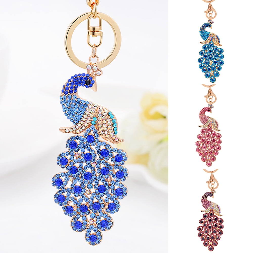 SPRING PARK Cute Peacock Carriage Keychain Car Key Chain for Bag Purse ...