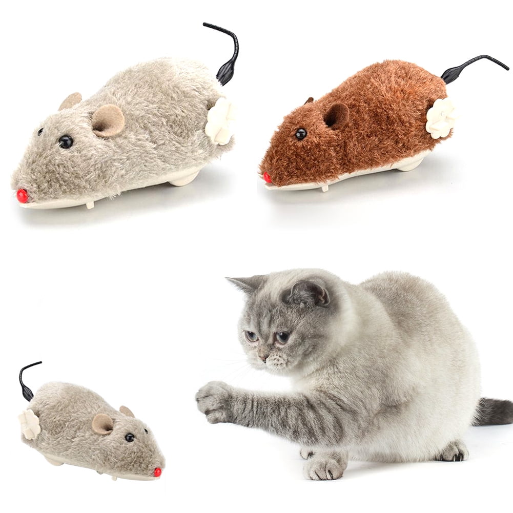 SPRING PARK Cute Wind Up Running Mouse Rat Move Tail Pet Cat Kitten ...