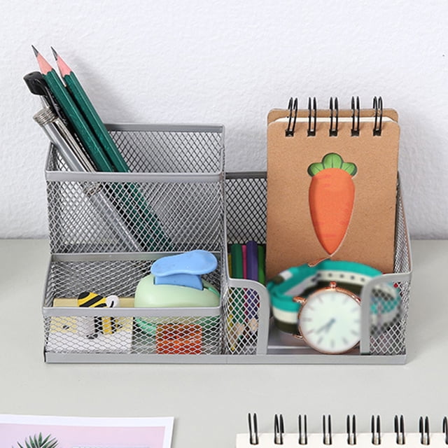 SPRING PARK Desk Organizer Metal Mesh Office Pen Pencil Holder Storage ...