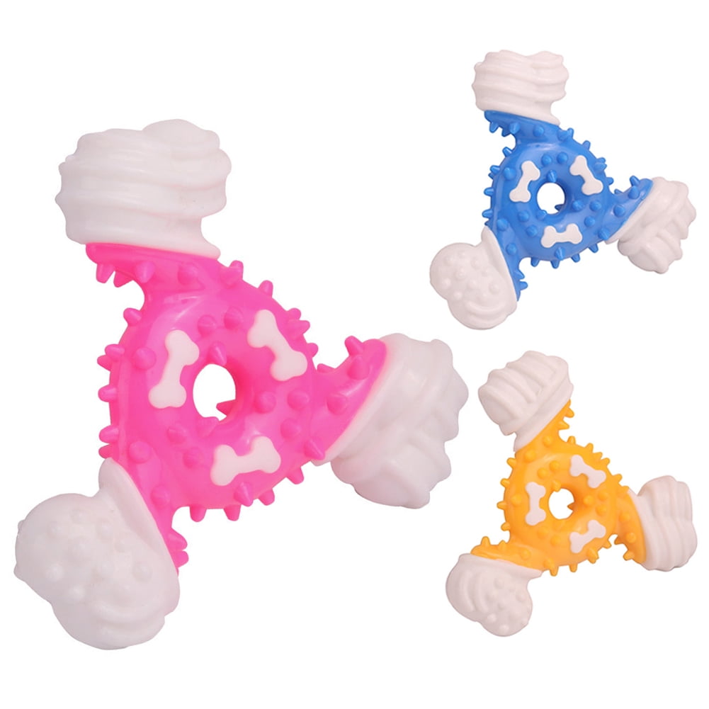 SPRING PARK Dog Pet Three Leaf Darts Shape Brushing Toy Chew Molar ...