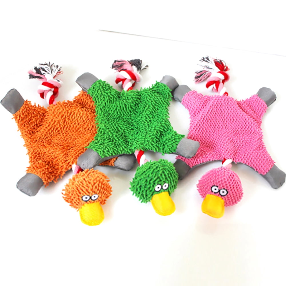 SPRING PARK Dog Squeaky Toys No Stuffing,Duck Shape Braid Knot Toy for ...