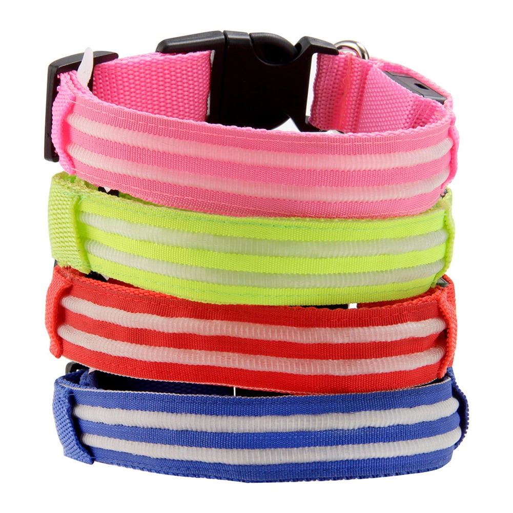SPRING PARK Dual Fiber Shiny LED Dog Collar, USB Rechargeable Polyester ...