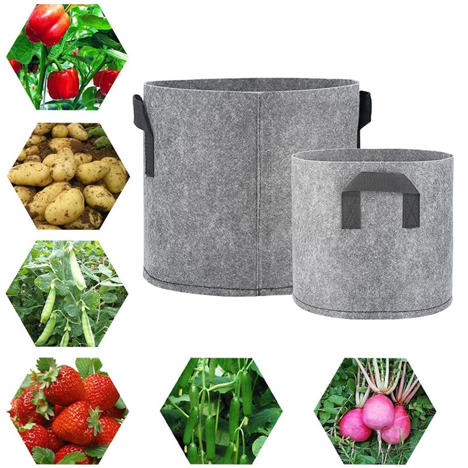 SPRING PARK Durable Grow Bags Woven Fabric Aeration Fabric Pots with ...