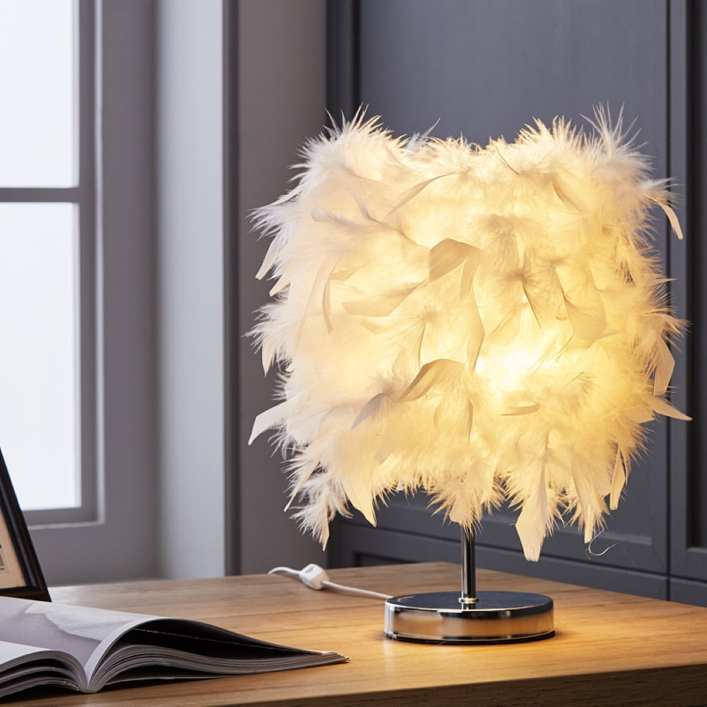 SPRING PARK E27 Bedside Table LED Lamp Feather Romantic Living Room ...
