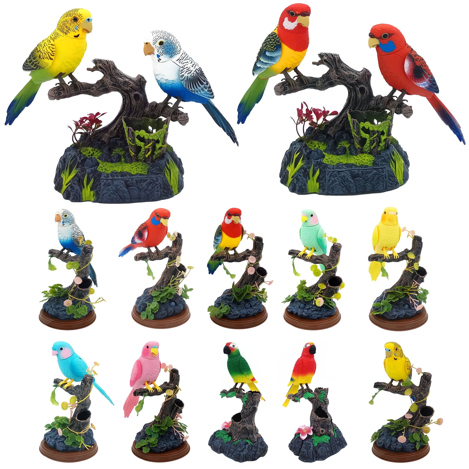 SPRING PARK Electronic Birds Toy Recording Talking Simulation Parrot ...