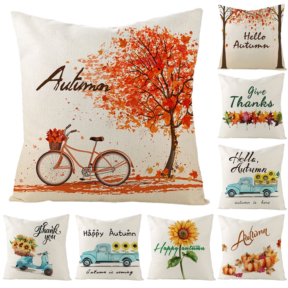 SPRING PARK Fall Pillow Covers Autumn Harvest Theme Pumpkin Sunflower ...