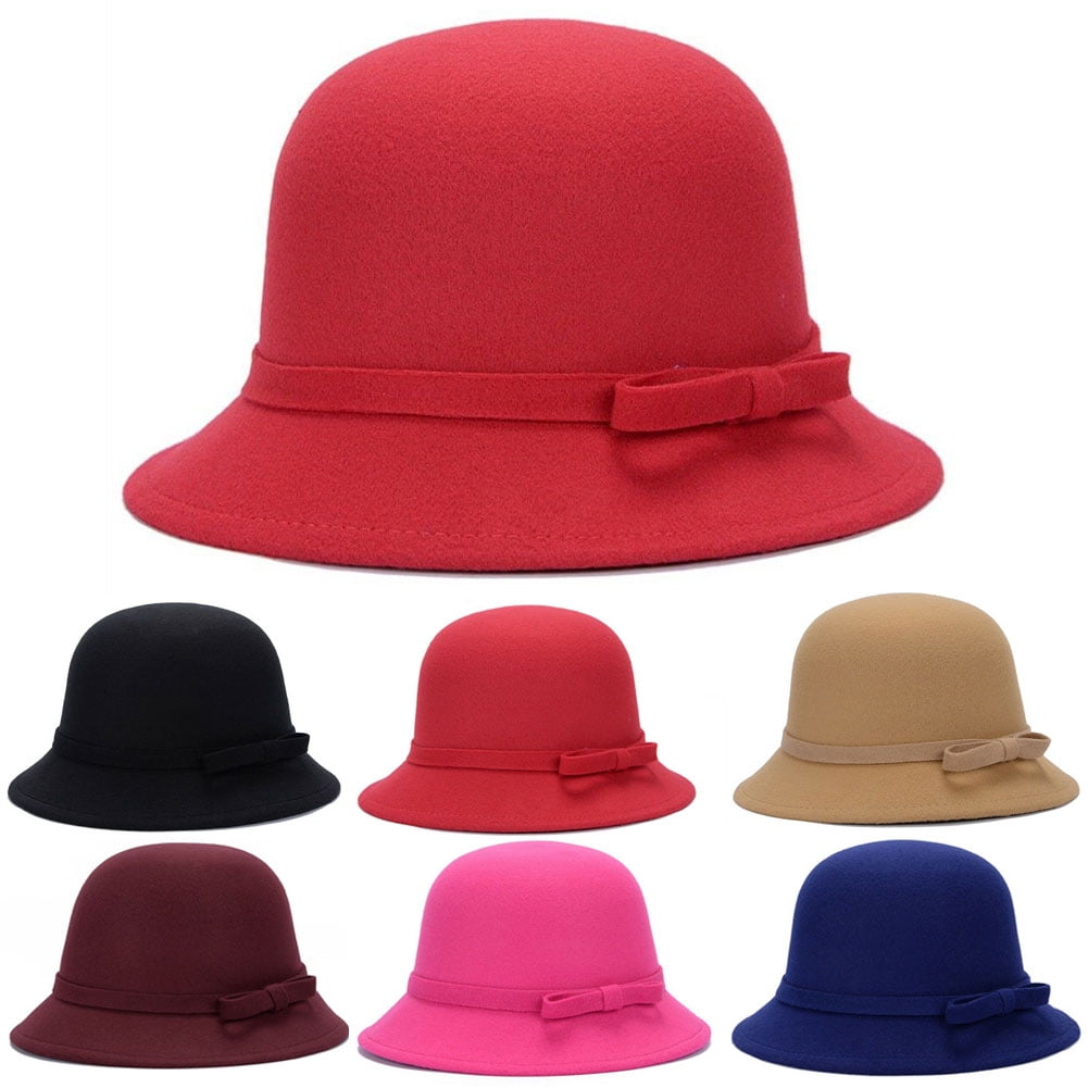 SPRING PARK Fashion Women Wool Church Cloche Flapper Hat Solid Sweet ...