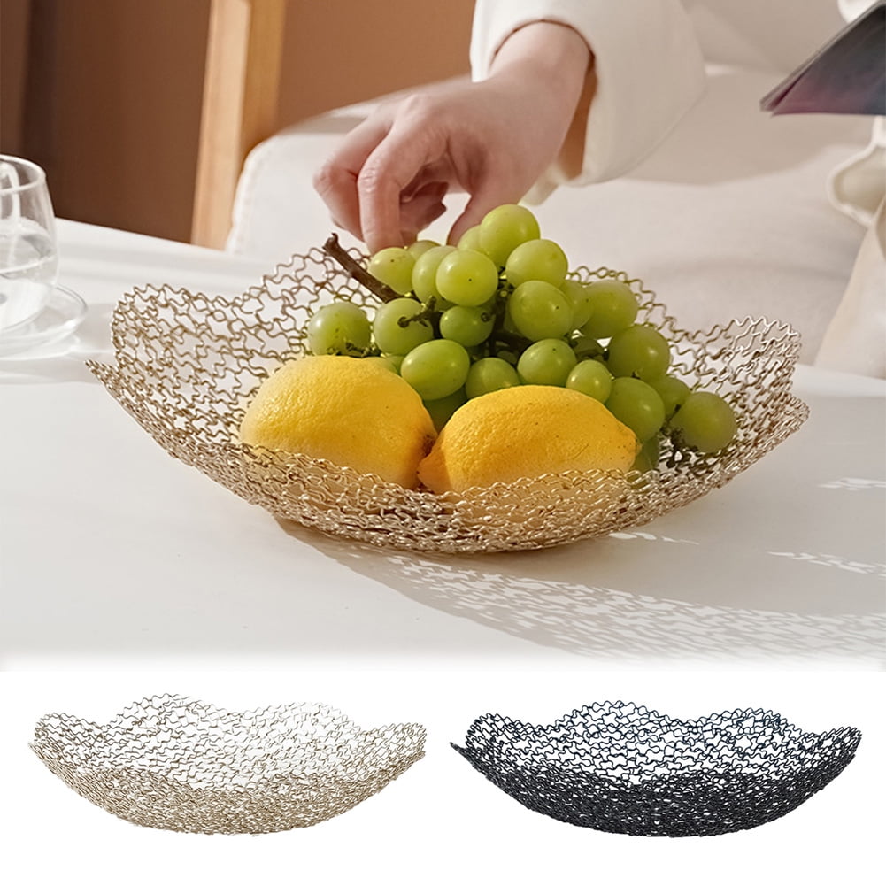SPRING PARK Iron Fruit Basket Stand, Lotus Design, Tabletop Storage for ...