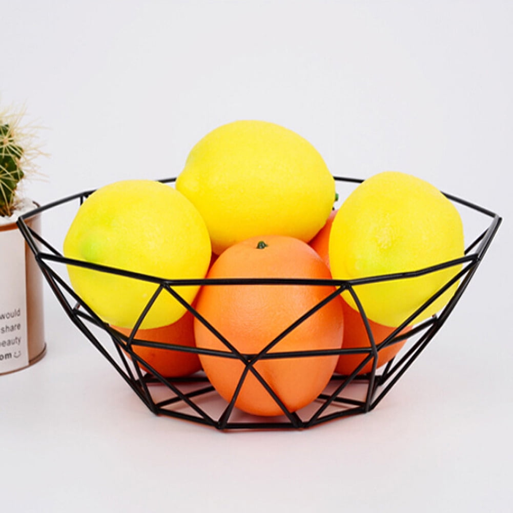 SPRING PARK Geometric Iron Wire Fruit Basket, Creative Mesh Fruit Bowl ...