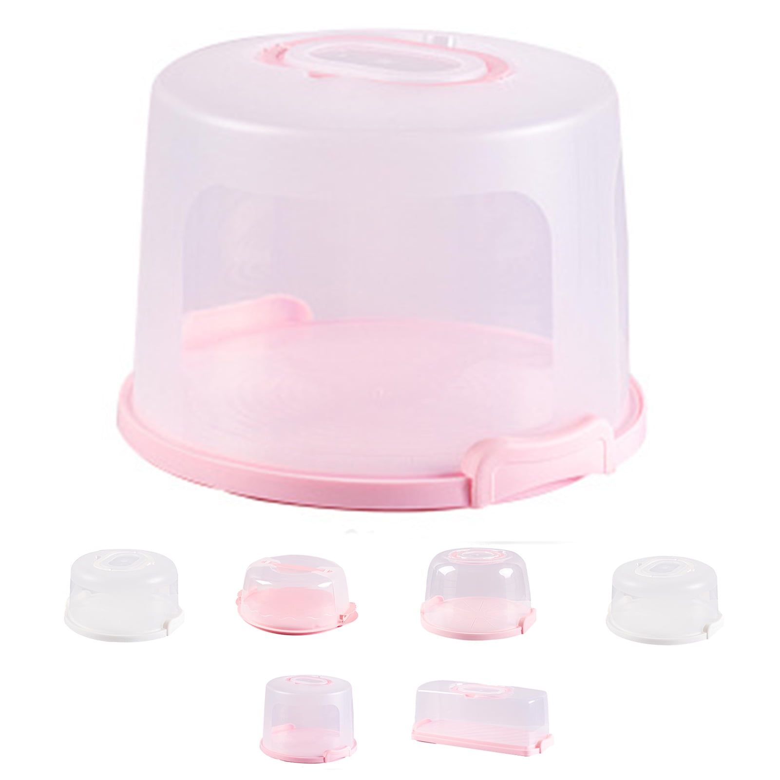 SPRING PARK Handheld Portable Round Plastic Cake Storage Box Cupcake ...