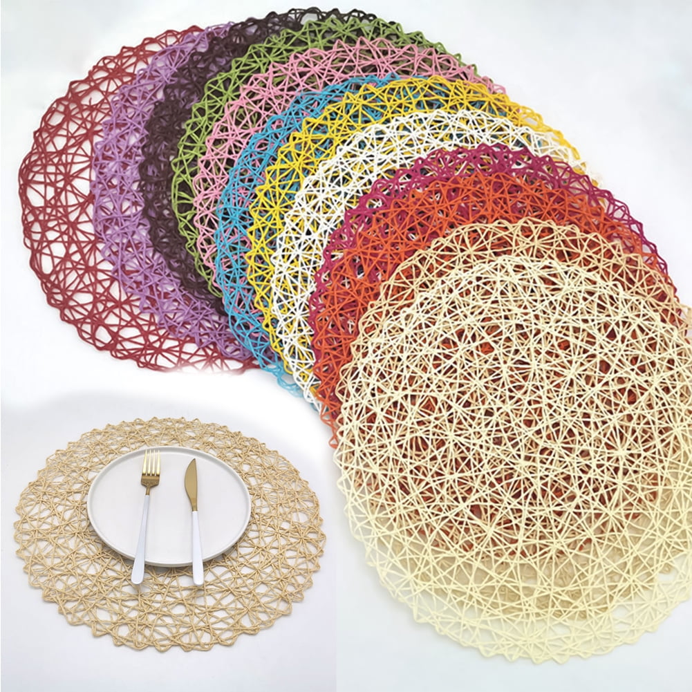SPRING PARK Handwoven Round Paper Fiber Place Mats, 38cm, Natural Color ...
