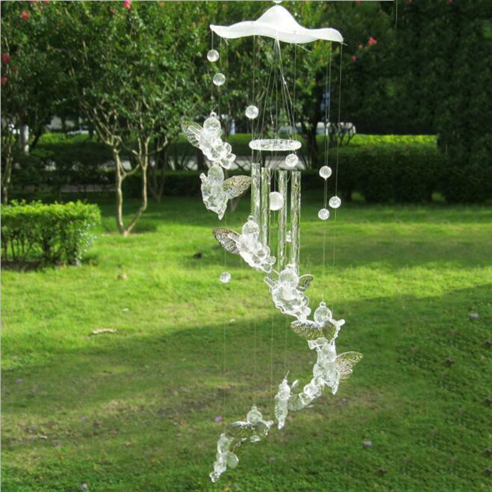 SPRING PARK Hanging Guardian Angel Wings Wind Chime Tube Bells Home ...