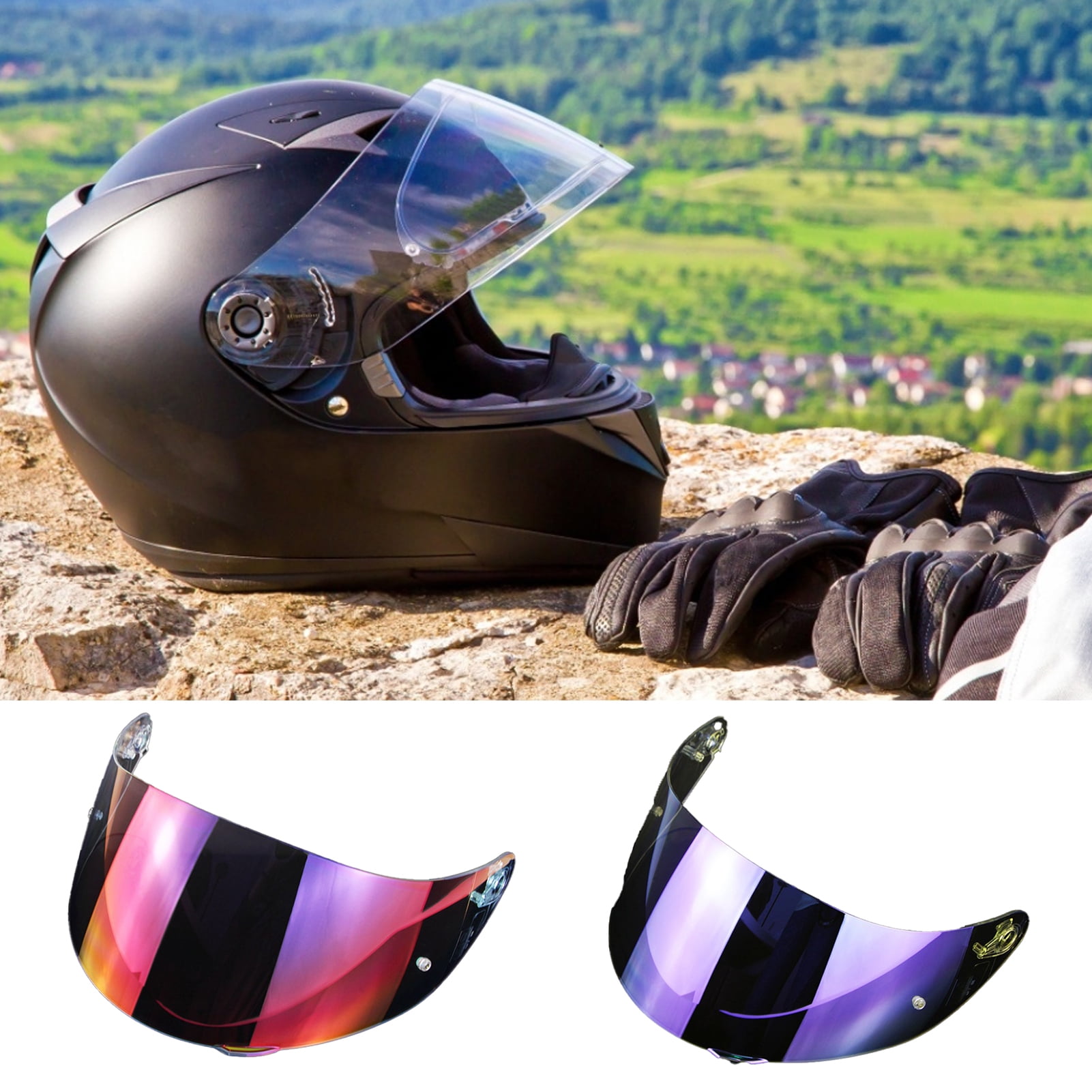 SPRING PARK Helmet Visor Easy to Clean Anti-fog with Buckles Motorcycle ...