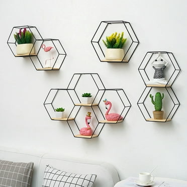 Industrial Style Wood Iron Craft Round Wall Shelf Display Rack Storage ...