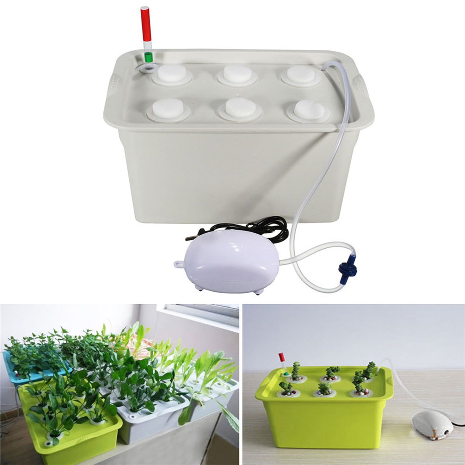 SPRING PARK Indoor 6 Holes Plant Site Hydroponic Kit Garden Pot Planter ...