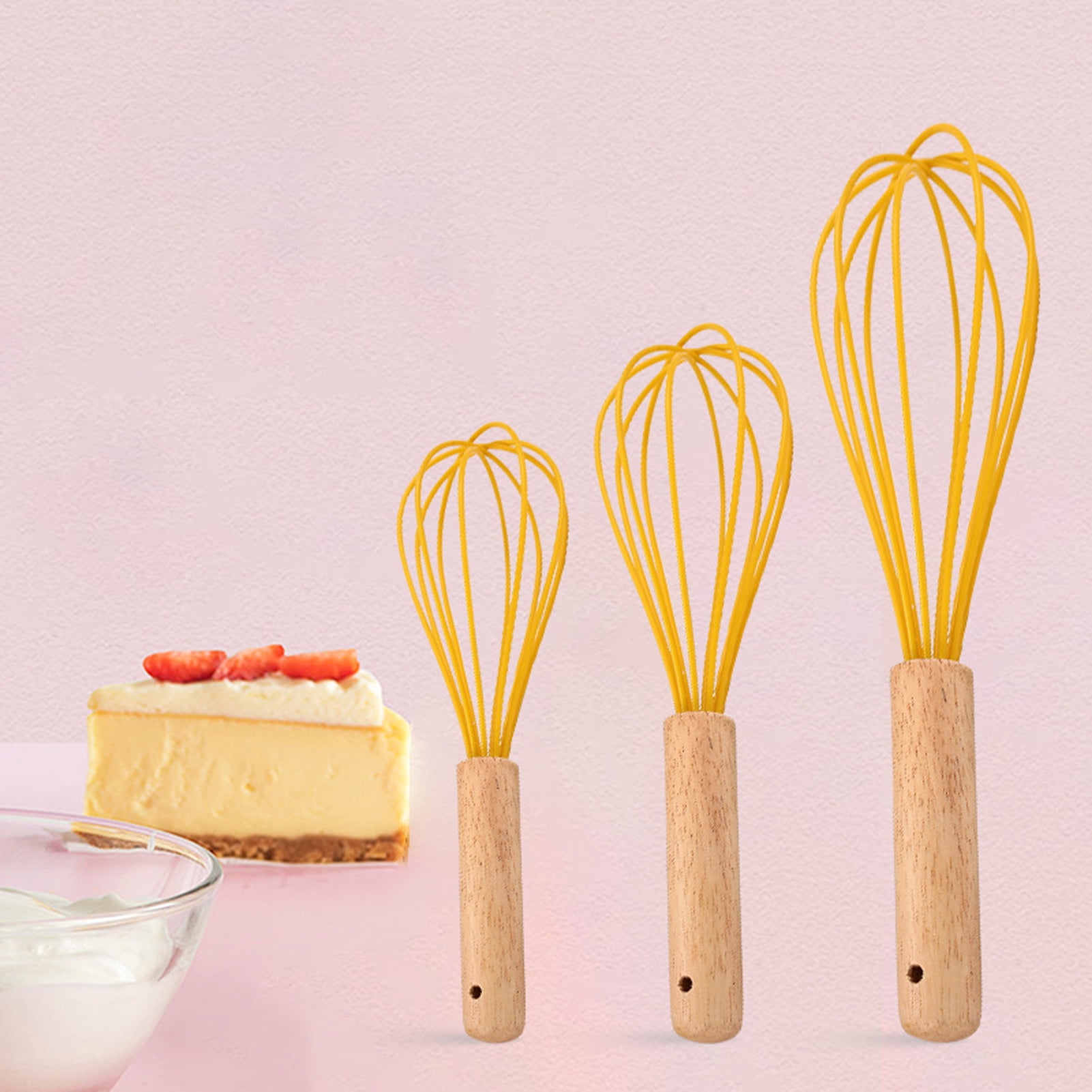 SPRING PARK Kitchen Mini Silicone Whisks - Mini Whisk Wood Manual Dough ...