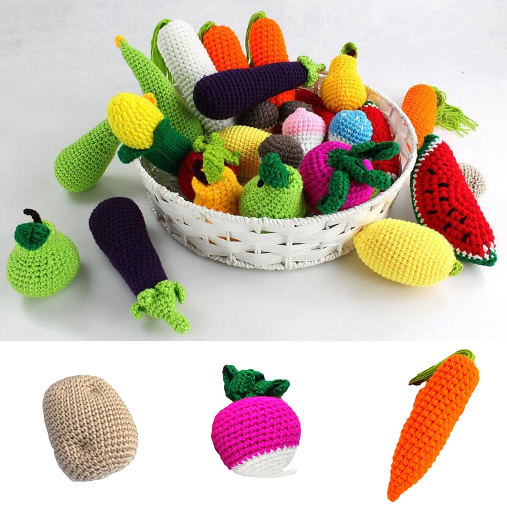 SPRING PARK Knitted Stuffed Vegetable Fruit Lemon Crochet Knit Toy ...