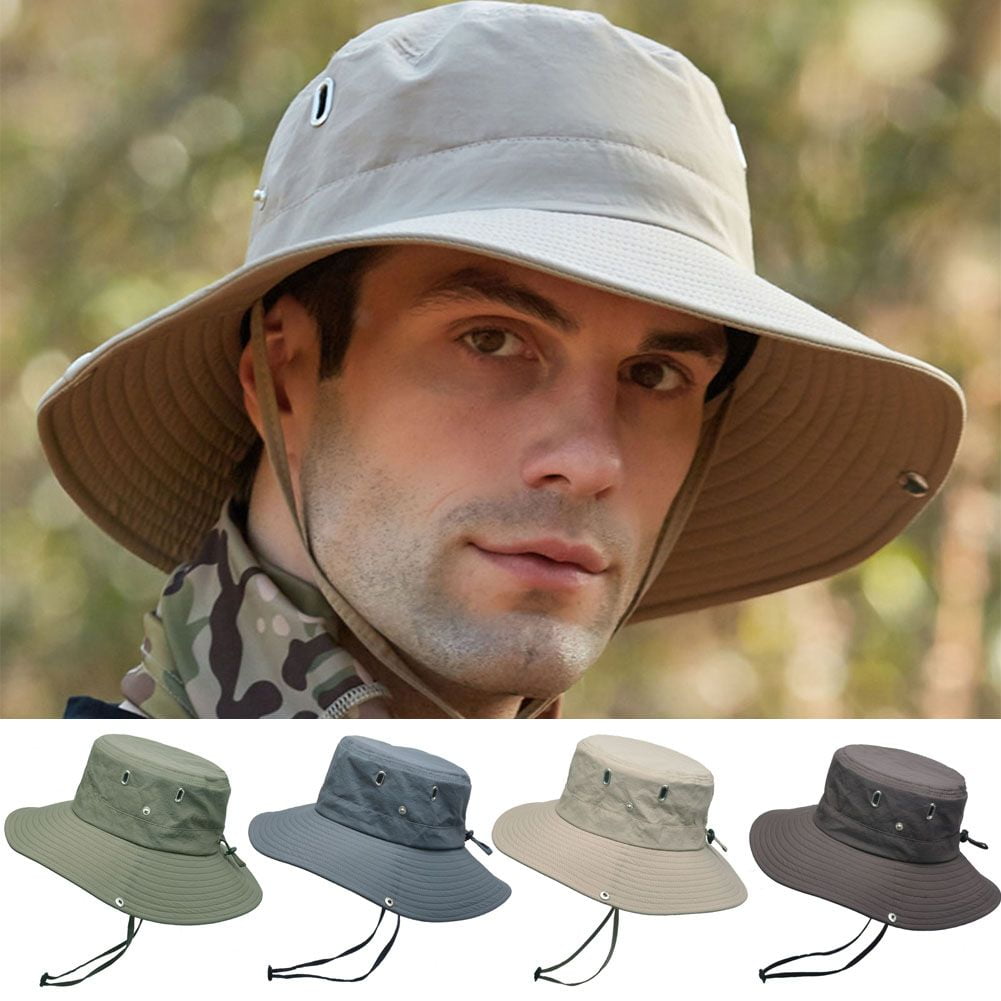 SPRING PARK Men's Outdoor Sun Hat Wide Brim Summer Cap for Fishing ...