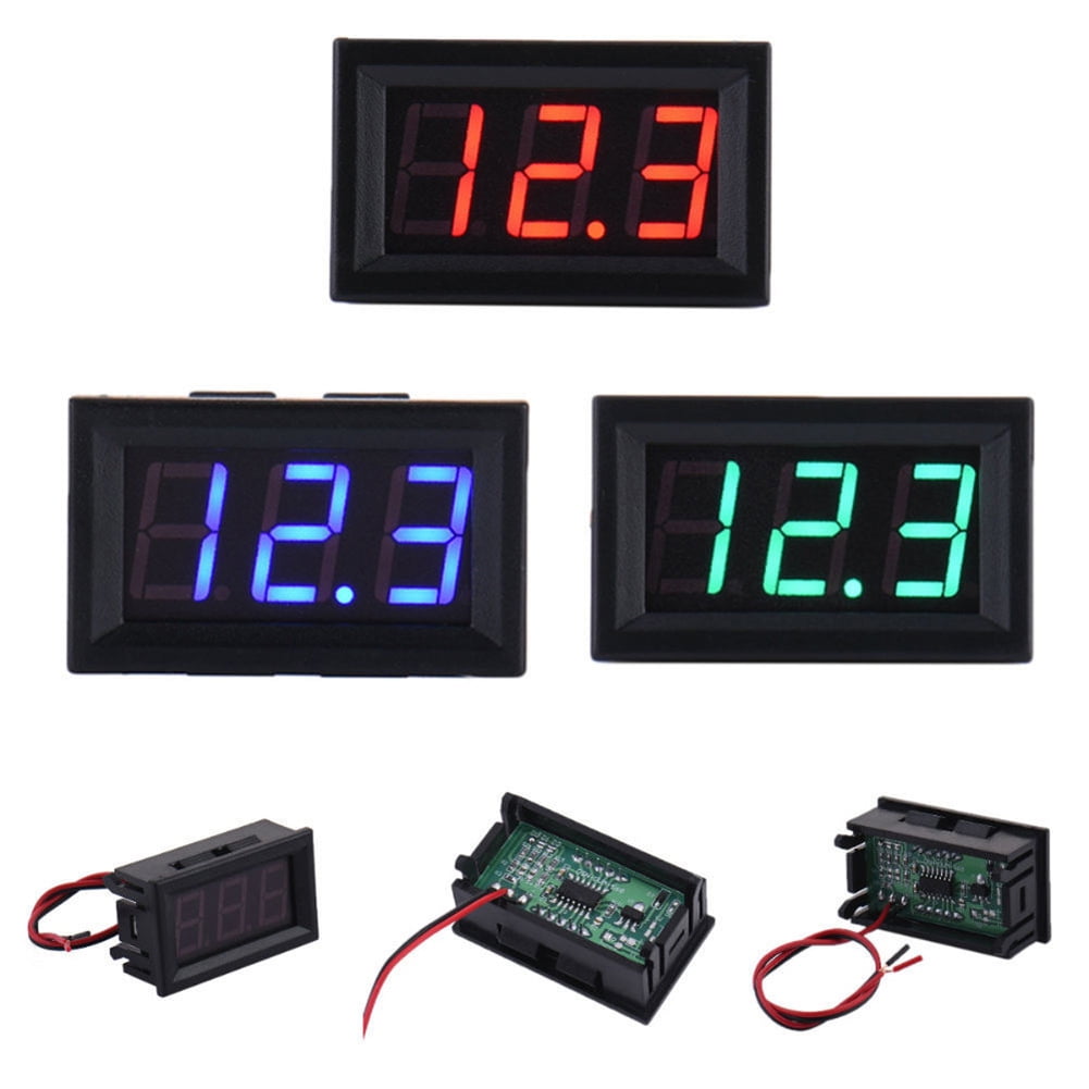 SPRING PARK Mini DC 3.2-30V Two-wire Voltmeter LED Panel Digital ...