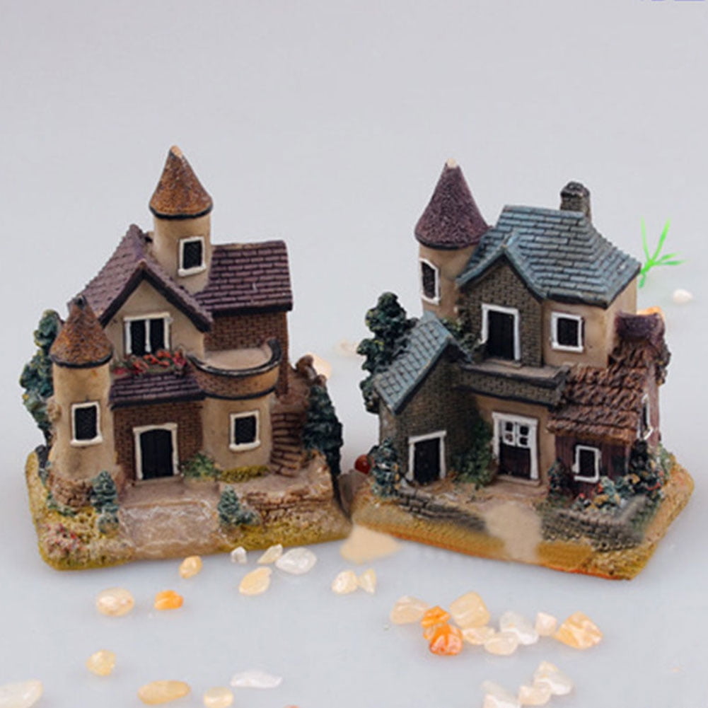 SPRING PARK Mini Resin House Miniature Fairy Garden Micro Landscape ...